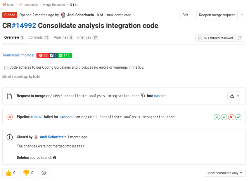 Merge Request Integration: Your quality gate | Teamscale